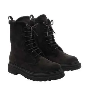 Brunello Cucinelli Suede Monile High-top Lace-up Boots - Brown
