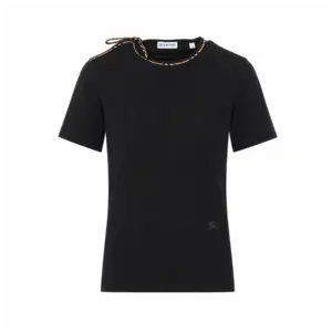 Burberry Cotton T-shirt With Check Print Detail - Black