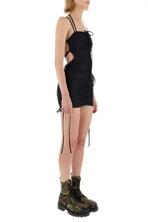 Balenciaga Stretch Nylon Mini Dress With Drawstring Detail