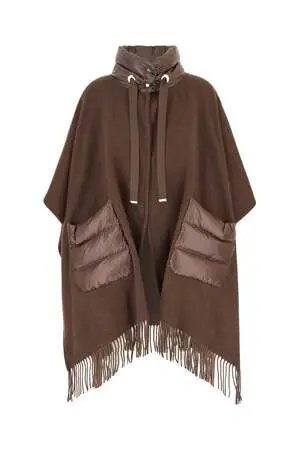 Herno Quilted Padded Cape With Fringe - Multicolor