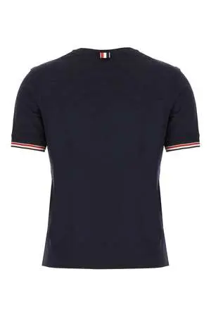 Thom Browne Navy Blue Knitwear With Striped Cuffs
