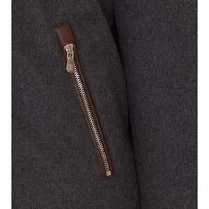 Brunello Cucinelli Hooded Bomber Jacket With Leather Details And Shearling Inner - Gray