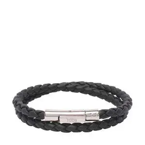 TOD'S Leather Braided Bracelet - Black