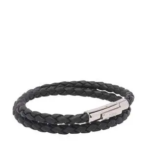 TOD'S Leather Braided Bracelet - Black