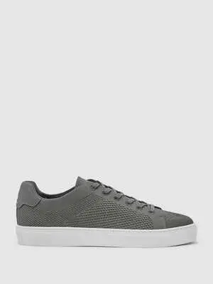 REISS Knit Finley Knitted Low-top Trainers Grey