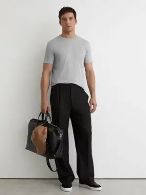 REISS Bless Cotton Crew-neck Tailored-fit T-shirt - Grey