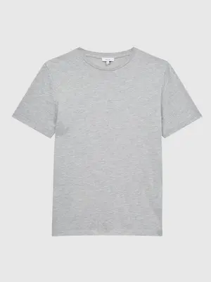 REISS Marl Bless Cotton Crew-neck Tailored-fit T-shirt - Grey