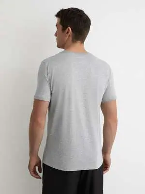 REISS Marl Bless Cotton Crew-neck Tailored-fit T-shirt - Grey