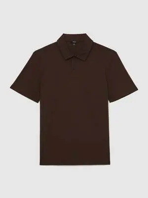 REISS Earl Air-water Cotton Polo Shirt - Brown