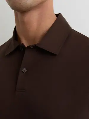 REISS Earl Air-water Cotton Polo Shirt - Brown