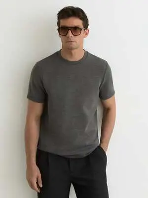 REISS Bradley Premium-interlock Modern-fit T-shirt Grey