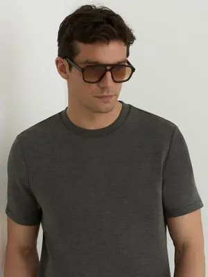 REISS Bradley Premium-interlock Modern-fit T-shirt - Grey