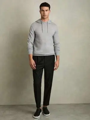 REISS Holland Mouline Holland Merino Wool Drawstring Hoodie