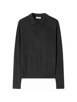 RETORI Argyle-detail Long-sleeve Polo Shirt