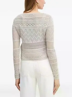 Guess Pointelle-knit Logo-plaque Cardigan