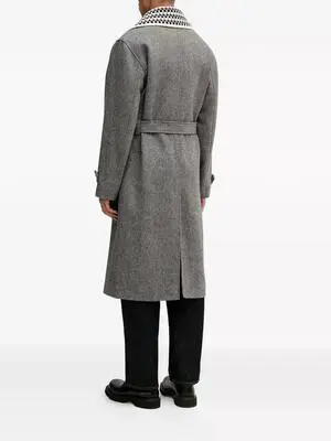 Drole De Monsieur Belted Checked-collar Coat