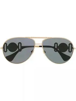 Versace Medusa Hardware Aviator Sunglasses