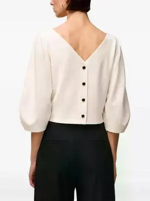 RETORI Retroi Three-quarter Sleeve Top With Jewel Button Detailing