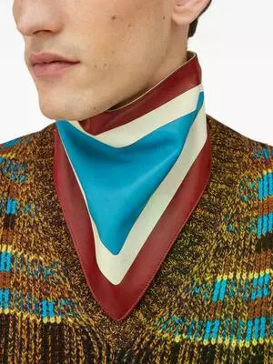 RETORI Color-block Leather Bandana Scarf - Red