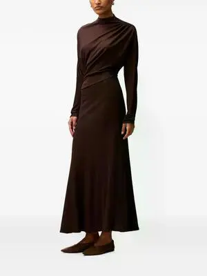 RETORI Retro Draped Mock Neck Maxi Dress