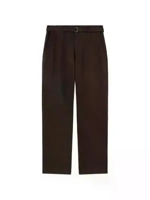 RETORI Retro' Belted Straight-leg Trousers In Chocolate Linen