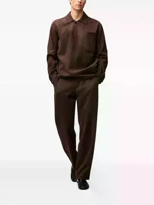 RETORI Retro' Belted Straight-leg Trousers In Chocolate Linen