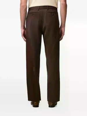 RETORI Retro' Belted Straight-leg Trousers In Chocolate Linen