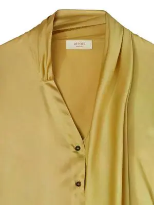 RETORI Silk V-neck Scarf Detail Shirt