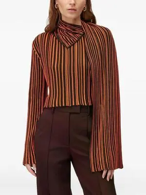 RETORI Retroi Striped Wool Plissé Blouse
