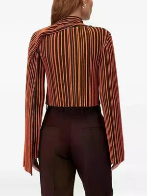 RETORI Retroi Striped Wool Plissé Blouse