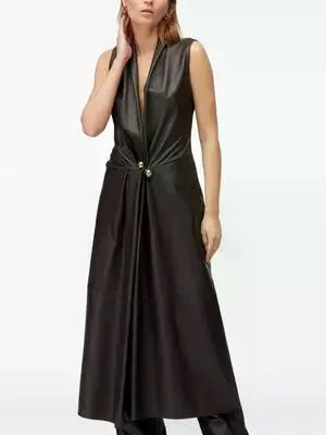 RETORI Retroi Leather Maxi Dress With Mangosteen Closure