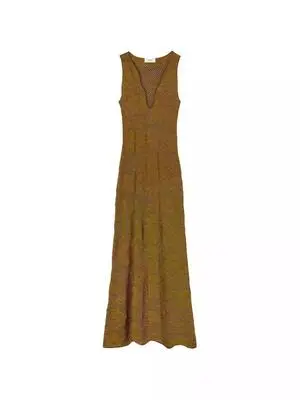 RETORI Retro Jacquard-knit Net-detail Midi Dress