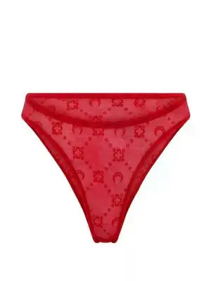 MARINE SERRE Moonogram Mesh Flock Panties - Red