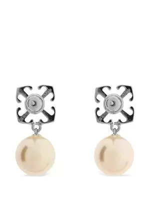Off-White Arrows Detail Pearl Drop Earrings