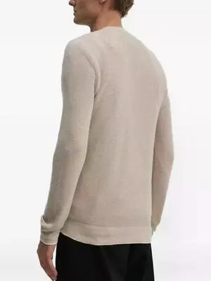 Guess Waffle-knit Crew Neck Sweater With Logo Patch