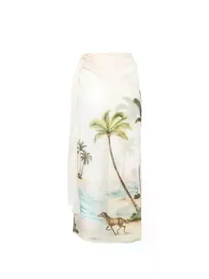 Agua Bendita Lavanda Tropical-print Sarong
