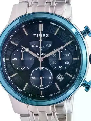 TIMEX Classic 43mm Chronograph Watch With Link Bracelet - Blue