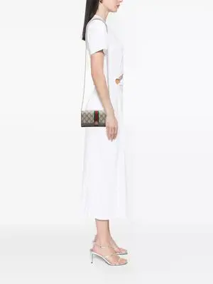 Gucci Ophidia Gg Supreme Web Wallet On Chain Crossbody Bag - Neutrals