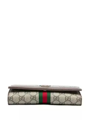 Gucci Ophidia Gg Supreme Web Wallet On Chain Crossbody Bag - Neutrals