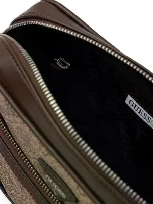 Guess Monogram Print Logo Plaque Messenger Bag