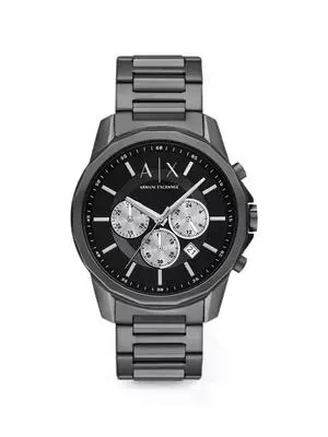 Armani Exchange Round Chronograph Watch - Black