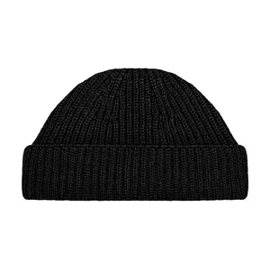 PAUL JAMES KNITWEAR Men's Heavyweight Extra Fine Merino Crater Fisherman Beanie - Black