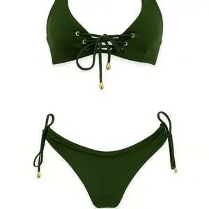 LIVE KOLIBRI Lace Up Bikini Set Forest