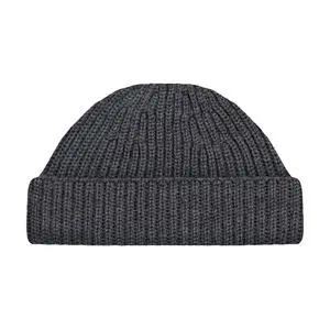 PAUL JAMES KNITWEAR Fisherman's Ribbed Beanie In Extra Fine Merino Wool - Grey