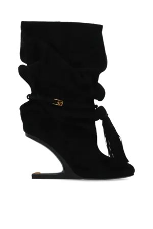 Balmain Suede Wedge Ankle Boots