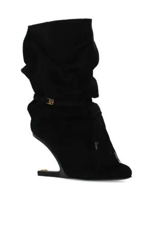 Balmain Suede Wedge Ankle Boots