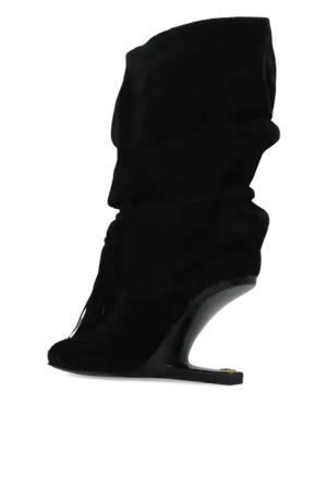 Balmain Suede Wedge Ankle Boots