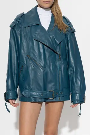 Balmain Leather Jacket With Belt