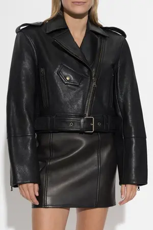 Balmain Leather Jacket With Belt