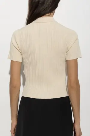 Victoria Beckham Ribbed Short Sleeve Top